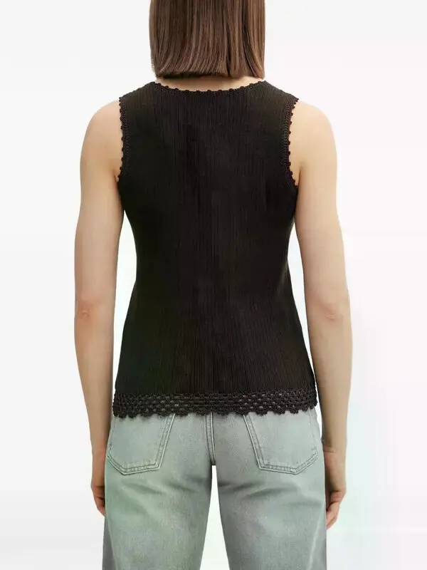 WALES BONNER Crochet-trim Ribbed-knit Tank - Brown