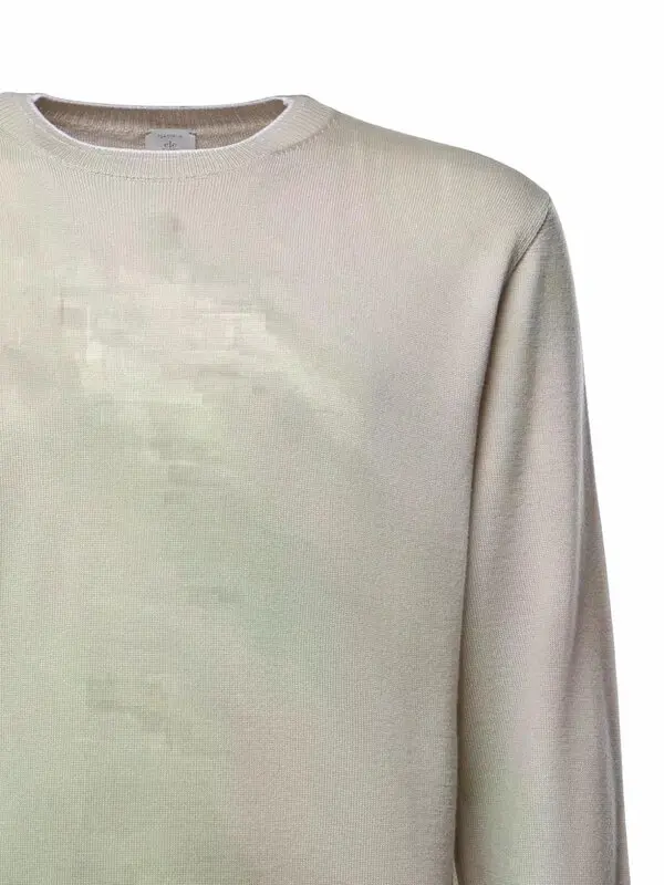 Eleventy Contrast-trim Wool Fine-knit Top