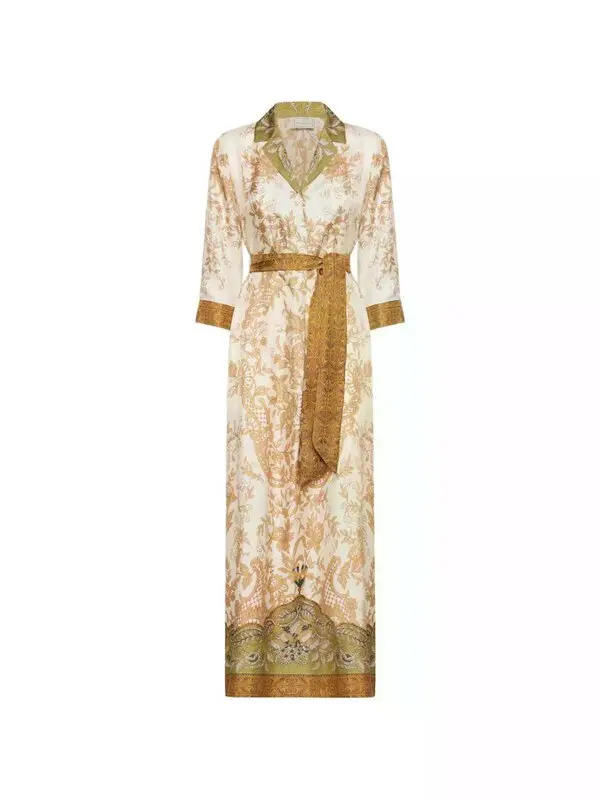 PIERRE-LOUIS MASCIA Aloe Floral-print Silk Maxi Shirt Dress - Neutrals