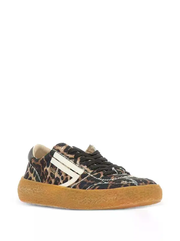 PURAAI Leopard-print Frayed Sneakers