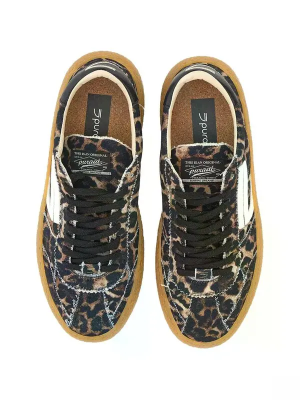 PURAAI Leopard-print Frayed Sneakers