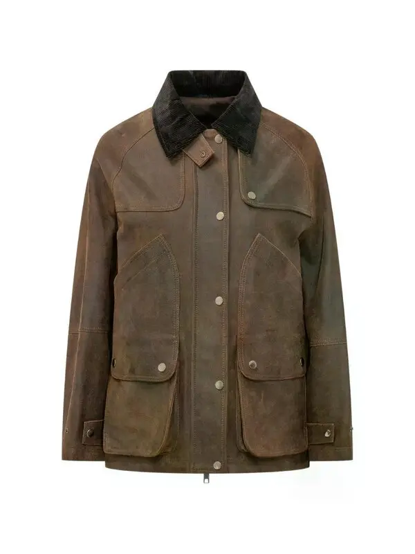 DFOUR Corduroy-collar Storm-flap Coat