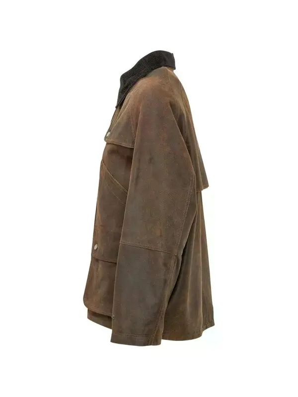 DFOUR Corduroy-collar Storm-flap Coat