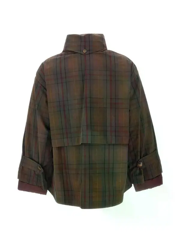 ELENA MIRÒ Tartan-patterned Waxed-cotton Trench Coat