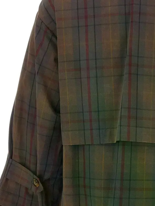 ELENA MIRÒ Tartan-patterned Waxed-cotton Trench Coat