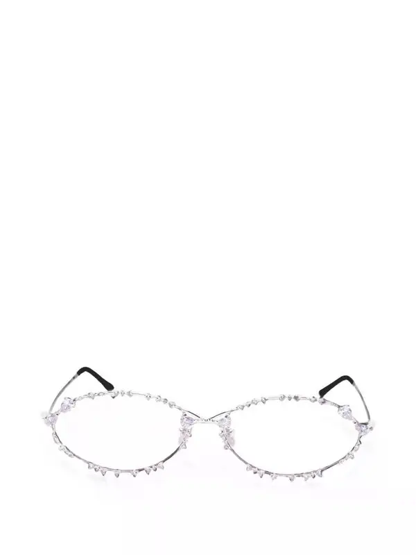 YVMIN Crystal-embellished Oval-frame Sunglasses