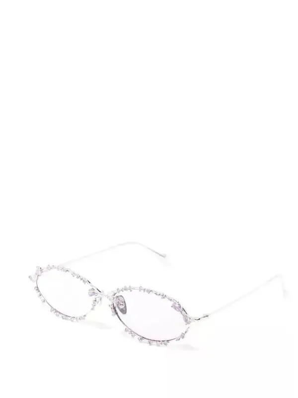 YVMIN Crystal-embellished Oval-frame Sunglasses