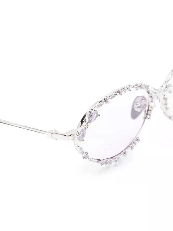 YVMIN Crystal-embellished Oval-frame Sunglasses