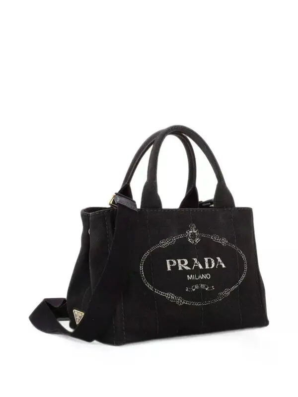 Prada Canapa Canvas Mini Tote Bag - Black
