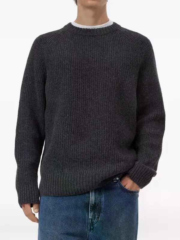 Closed Ribbed-knit Raglan-sleeve Sweater