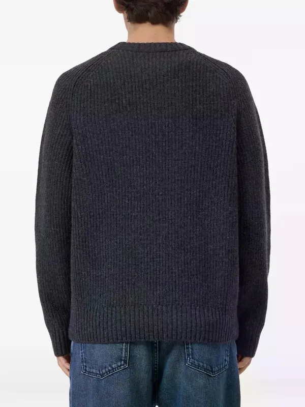 Closed Ribbed-knit Raglan-sleeve Sweater