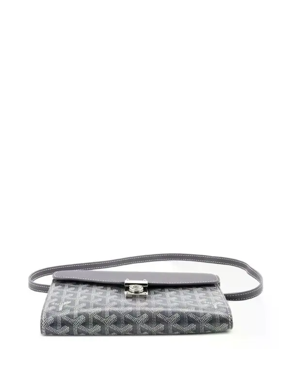 Goyard Chypre Wallet On Strap Coated Canvas With Leather Cross Body Bag - Grey
