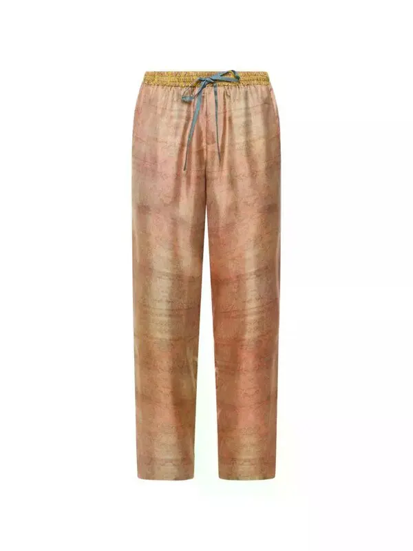 PIERRE-LOUIS MASCIA Abstract Print Silk Trousers - Neutrals