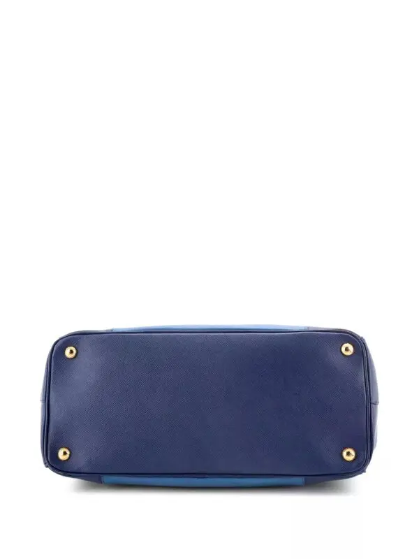 Prada Bicolor Double Zip Lux Saffiano Leather Medium Tote Bag