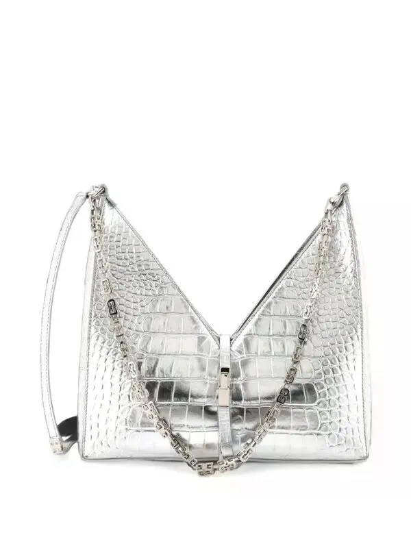 Givenchy Cut Out Crocodile Embossed Leather Small Shoulder Bag