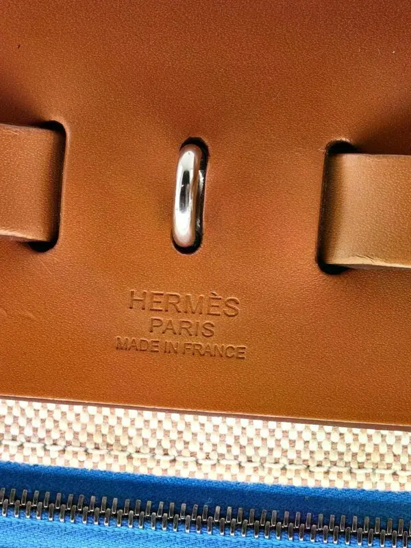 Hermès Herbag Zip Berline Vache Canvas And Leather 31 Shoulder Bag - Blue