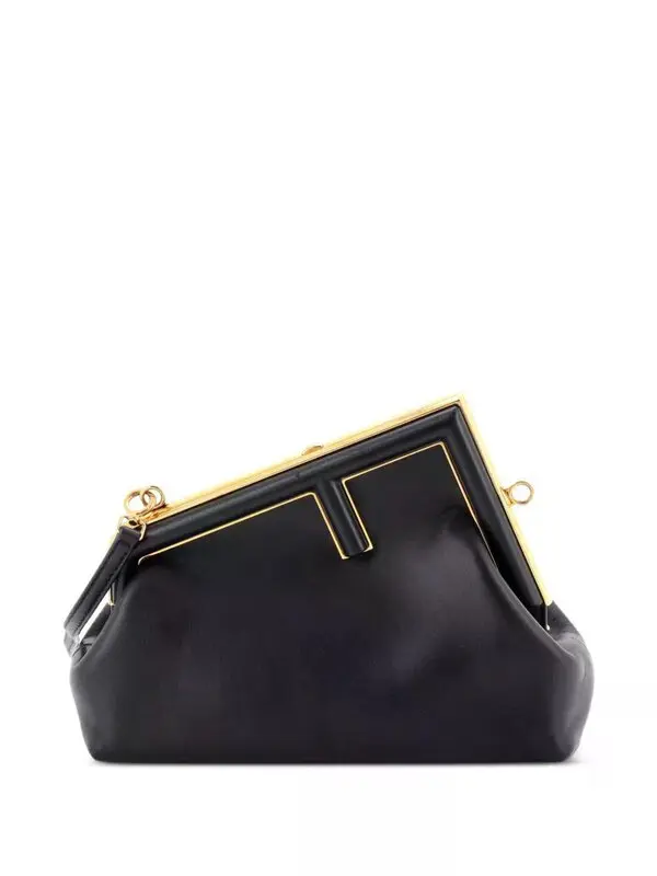 Fendi First Bag Leather Small Clutch Bag - Black