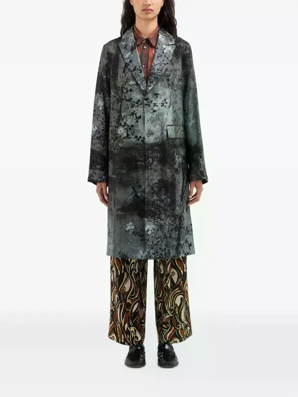 PIERRE-LOUIS MASCIA Floral-motif Notched-lapel Coat