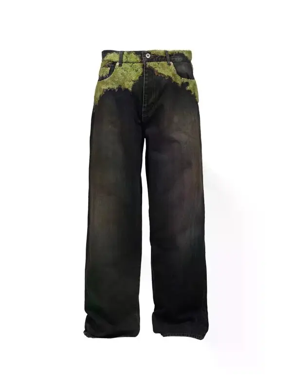 DOUBLET Moss-detail Wide Leg Jeans