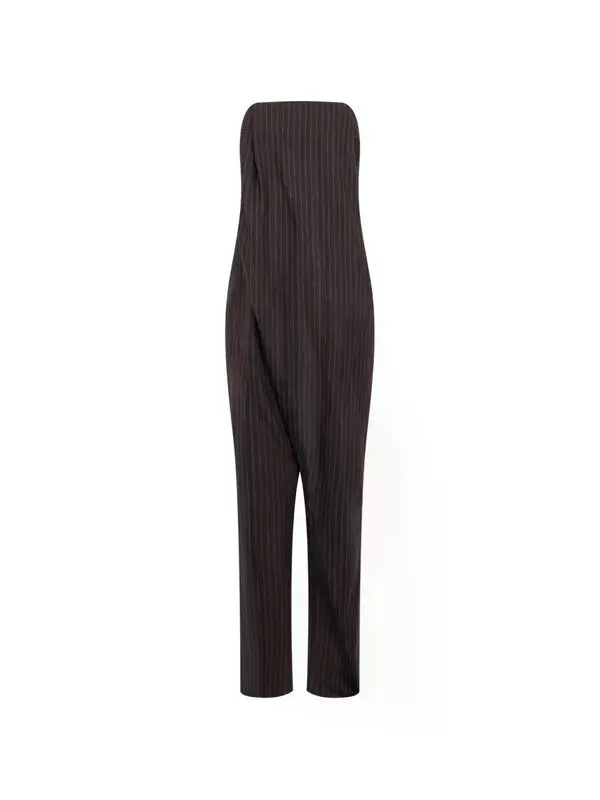 Elisabetta Franchi Pinstriped Cool Wool Jumpsuit - Black