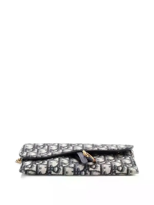 Dior Oblique Canvas Saddle Chain Wallet - Blue
