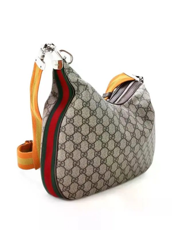 Gucci Attache Shoulder Bag Gg Coated Canvas Medium Hobo Bag - Brown