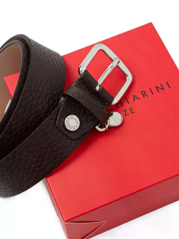 GIANNI CHIARINI Logo-charm Pebbled-leather Belt