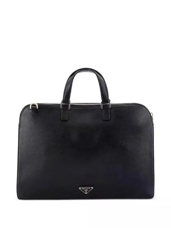 Prada Saffiano Leather Travel Briefcase - Black