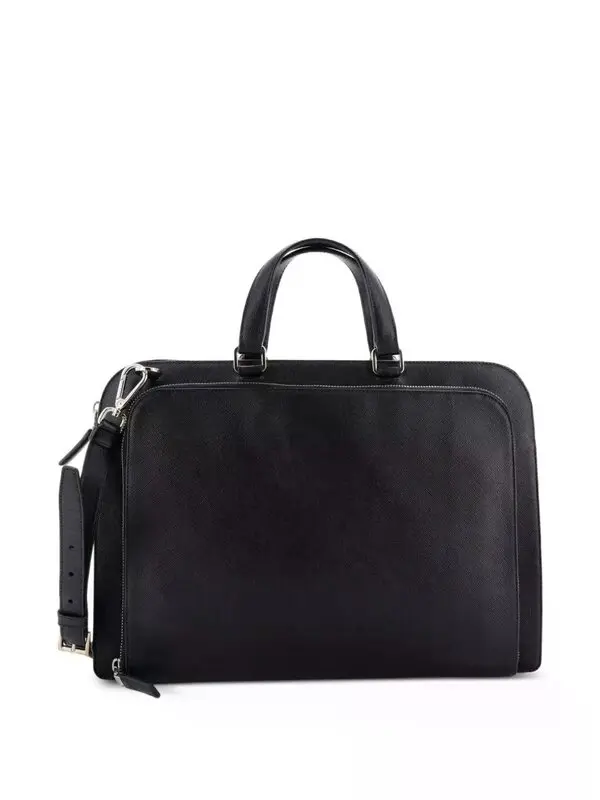 Prada Saffiano Leather Travel Briefcase - Black