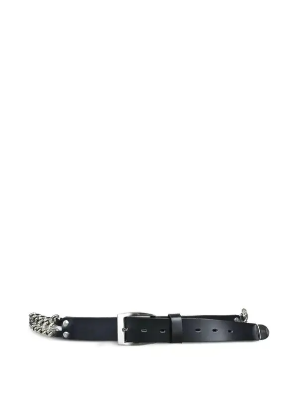 FILTH Chain-link Leather Belt - Black