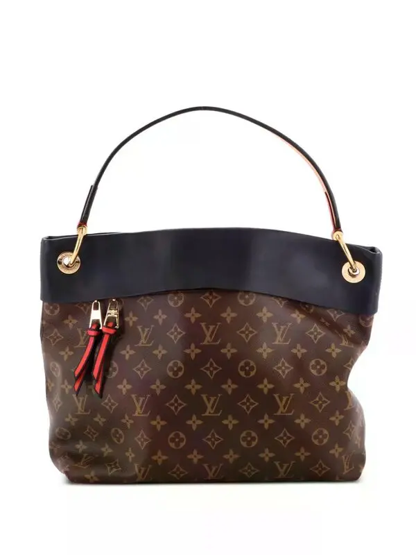 LOUIS VUITTON Tuileries Monogram Canvas With Leather Hobo Bag - Black
