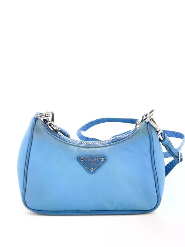 Prada Re-edition Tessuto Mini Hobo Shoulder Bag - Blue