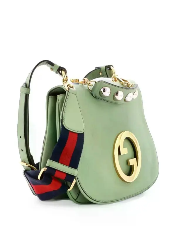 Gucci Web Blondie Flap Bag Leather Medium Shoulder Bag - Green