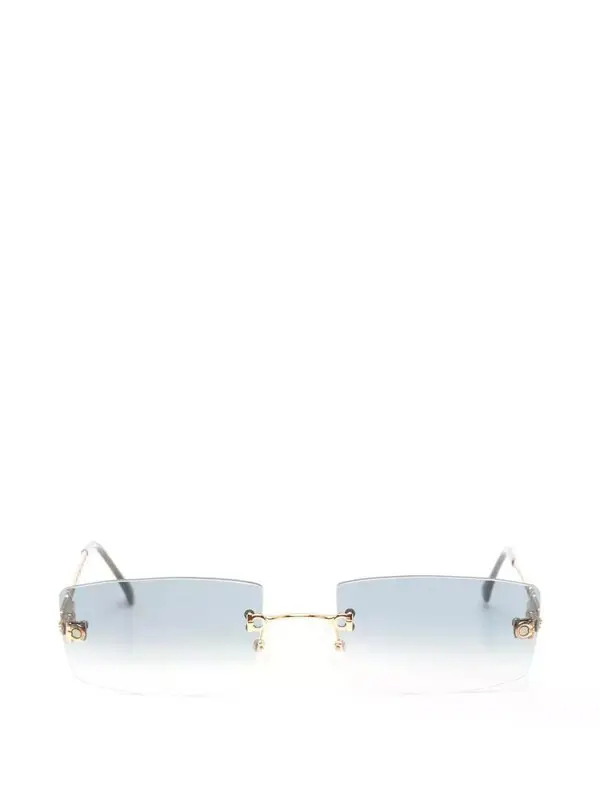 FERRAGAMO Gancini Rimless Rectangle-frame Sunglasses