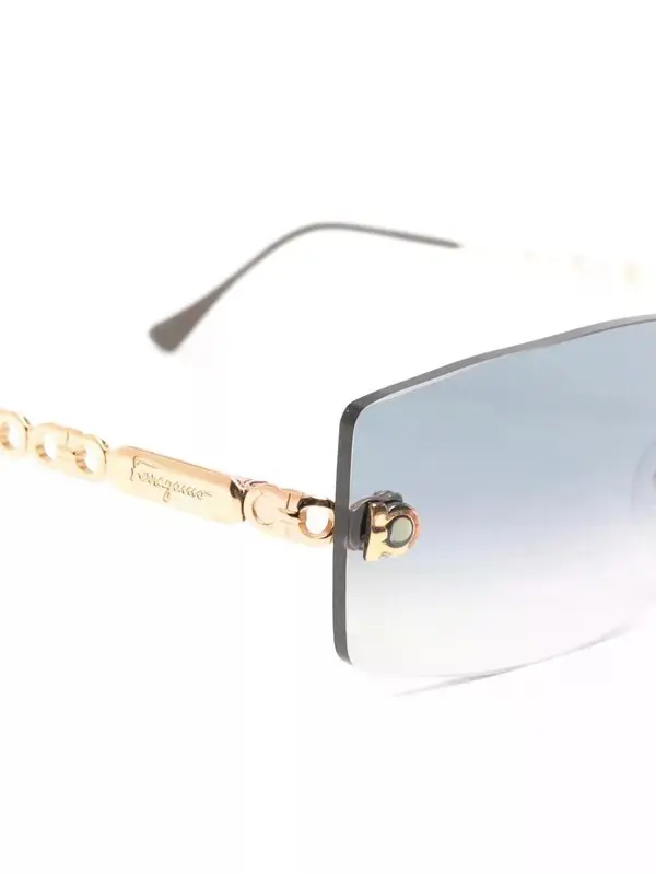 FERRAGAMO Gancini Rimless Rectangle-frame Sunglasses