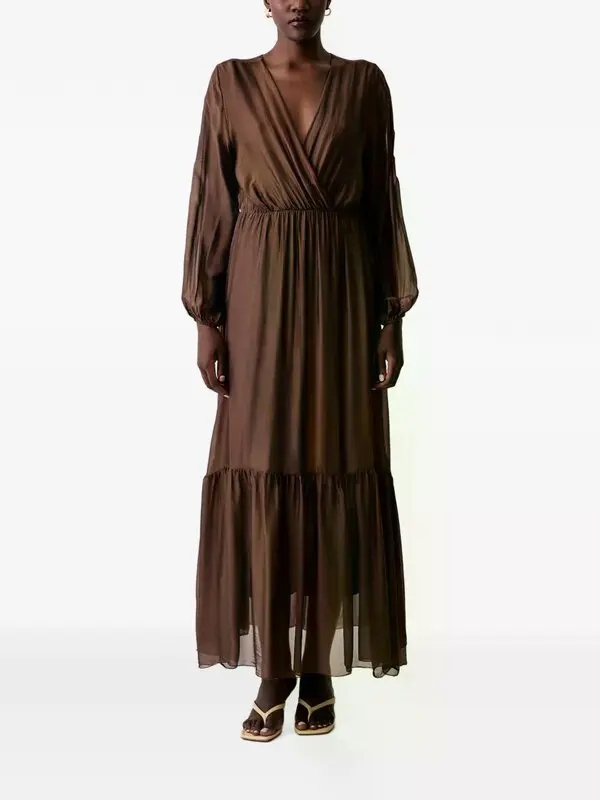 VICOLO Wrap Tiered Maxi Dress