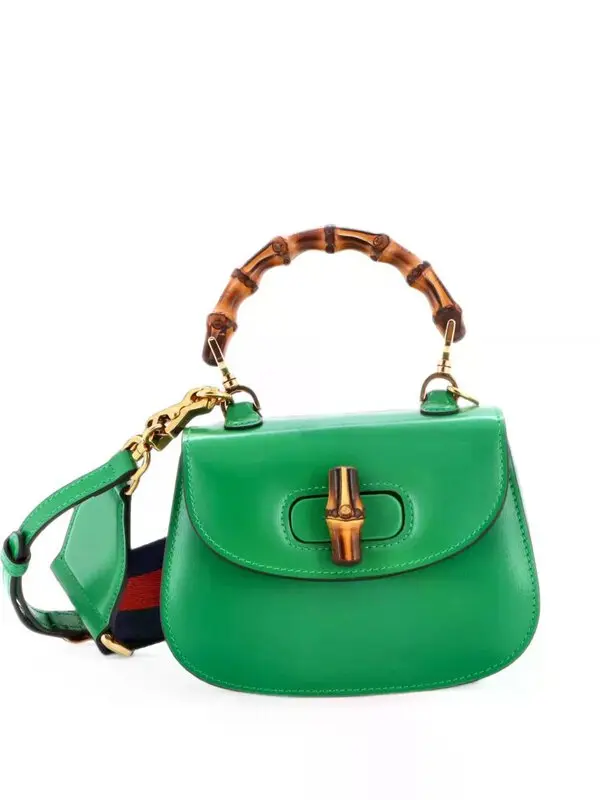 Gucci Bamboo 1947 Top Handle Bag Leather Mini Satchel - Green