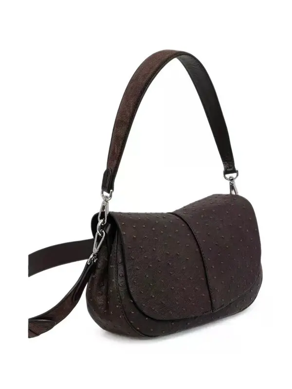 GIANNI CHIARINI Medium Helena Round Ostrich-effect Shoulder Bag
