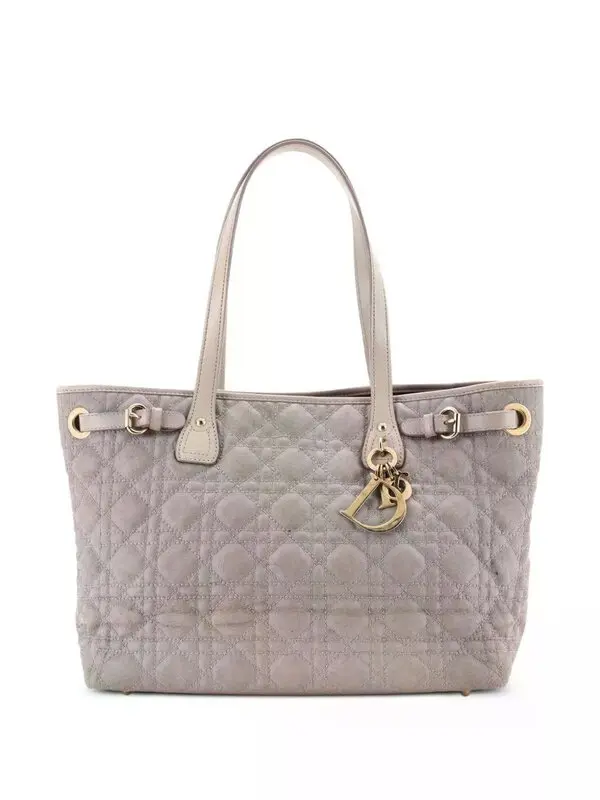 Dior Panarea Cannage Quilt Canvas Small Tote Bag