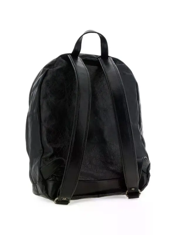 GIORGIO BRATO Crumpled Leather Backpack - Black