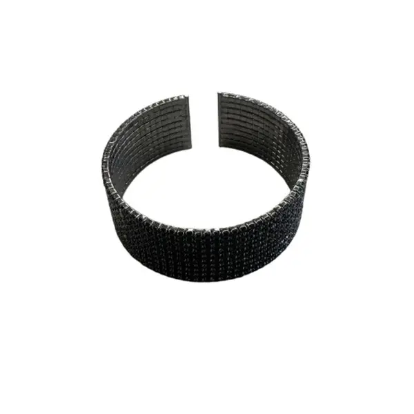 Saachi Black / Silver Crystal Row Cuff Black Silver Bracelet