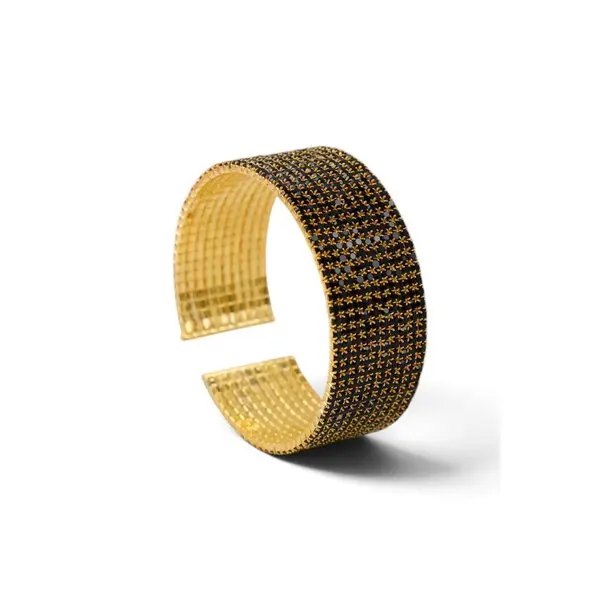 Saachi Crystal Row Cuff Black Bracelet
