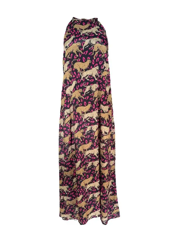 ANY OLD IRON Pink / Brown Wild Cheetah Halter Dress - Pink/brown
