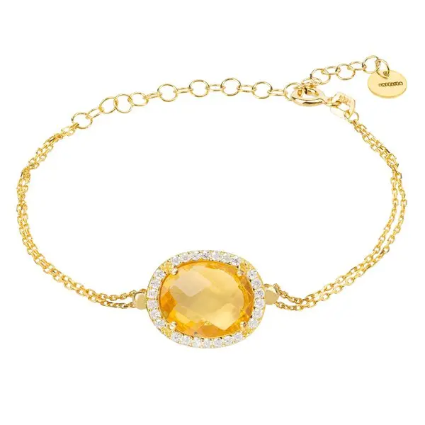 LATELITA Gold Beatrice Oval Gemstone Bracelet - Gold/yellow