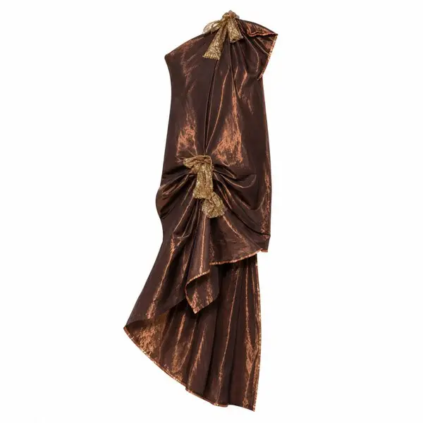Miro Misljen Aurelia Bronze Draped Dress