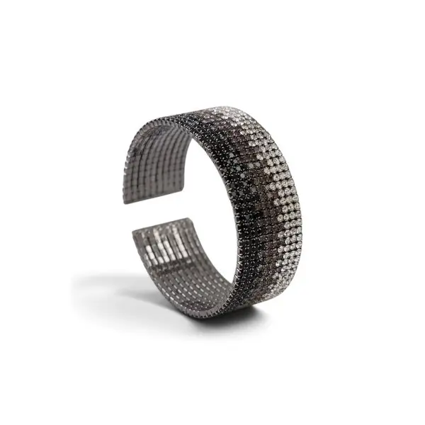 Saachi Crystal Row Cuff Bracelet - Black
