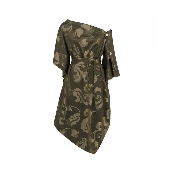 STUART TREVOR Olive Baroque Jacquard Pirate Dress