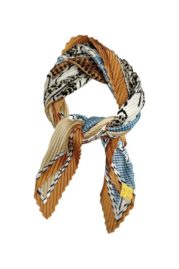 WILD COSMOS Lara Plissé Petit Scarf - Brown