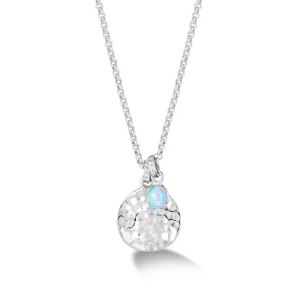DOWER & HALL Hammered Disc & Opal Array Pendant In Sterling - Silver