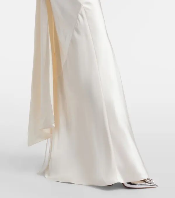 SELF-PORTRAIT Caped Fringed Satin Gown